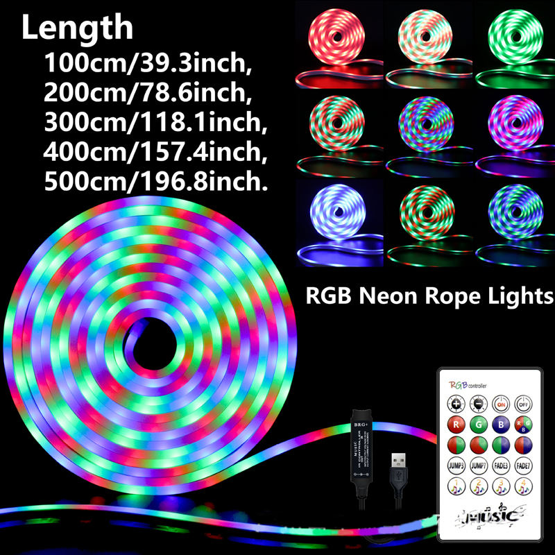 5V RGB LED Neon Light Strip USB Interface Flexible Waterproof IP65 20 ...