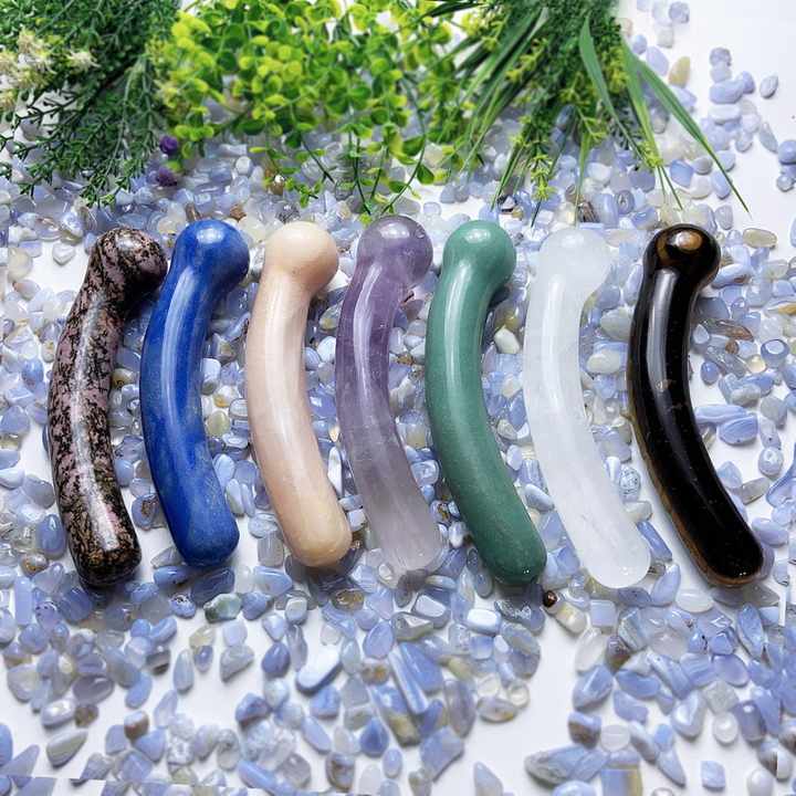 Crystal Yoni Massager Wand - Natural Rhodonite Carving