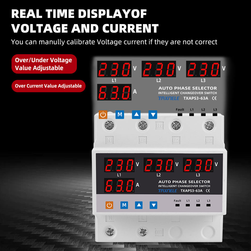 Automatic Transfer Switch Phase Selector 220V AC Current Limiter
