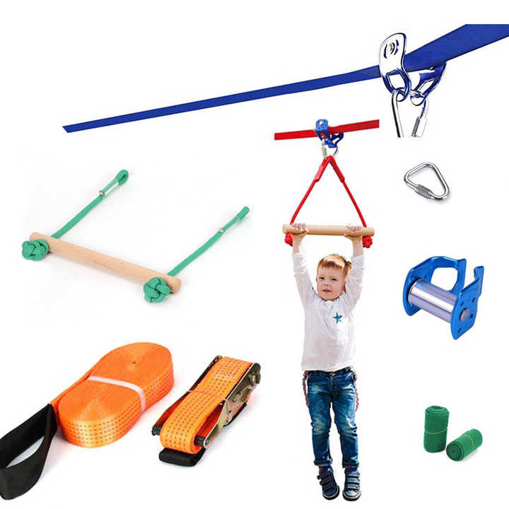 Backyard Toys Slack Line Pulley 52FT Zip Line Aluminum