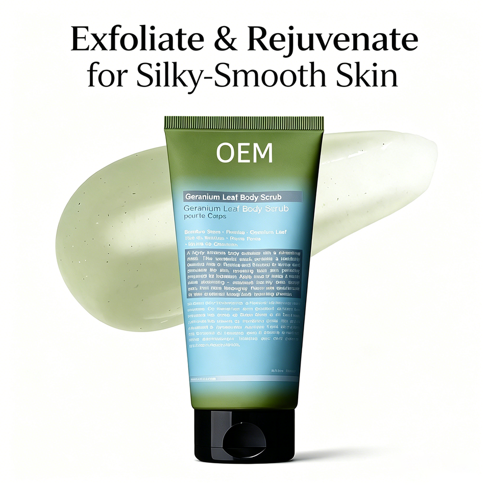 OEM Geranium Leaf Body Scrub Tube, Natural Geranium Exfoliating Scrub ...