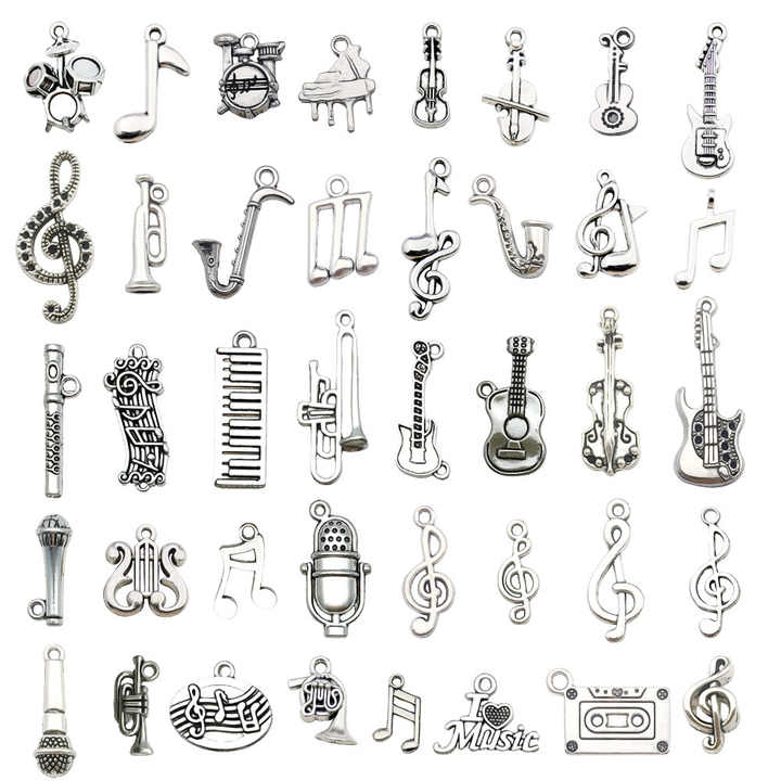 Instrument Musical Note Charms Silver Music Charms for Jewelry Making ...