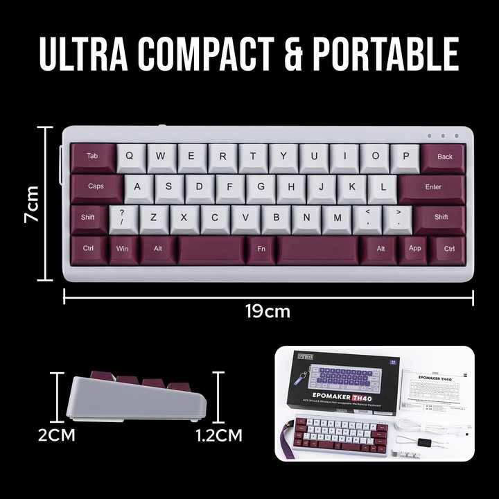 Epomaker TH40 Ultra-Compact Keyboard - Programmable & Wireless