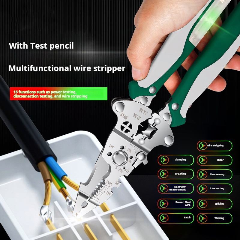 Multifunctional Folding Wire Stripping Pliers with test Pen for ...