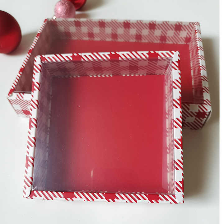 Red Chest Kraft Paper Bakery Boxes with Red White Grids Printing ...
