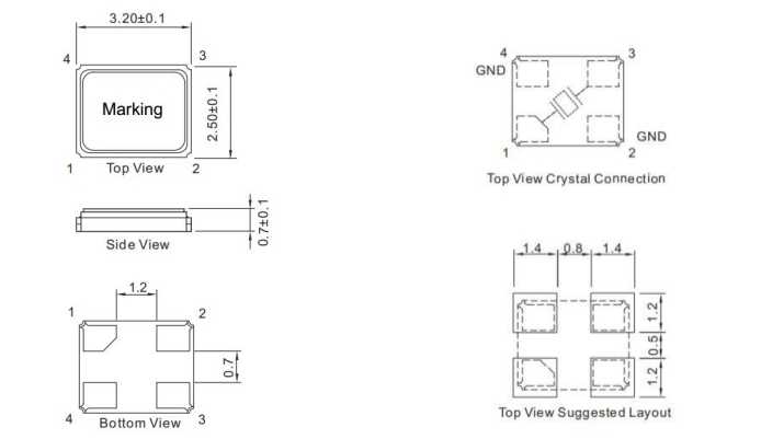 SMD Crystal Oscillator 3225 24.000mhz 12pf 10PPM for Bluetooth Audio