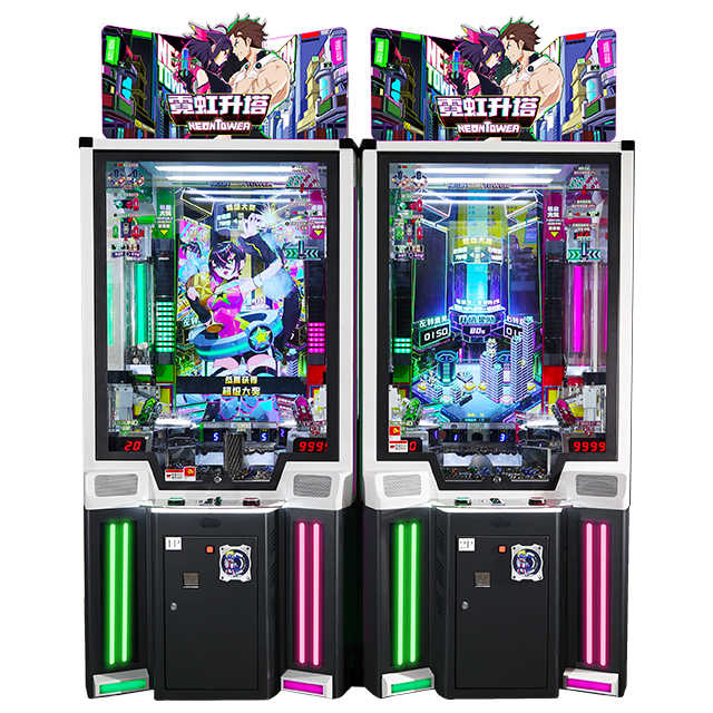 Neon Coin Pusher Arcade Game for Ticket Redemption