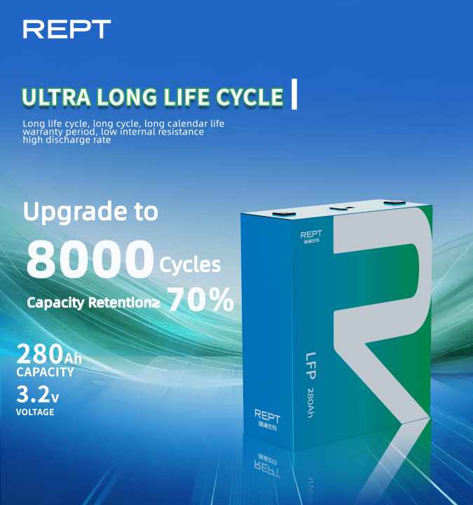 REPT LFP280AH 8000-10000 Cycle Lithium Phosphate Prismatic Battery 48V ...