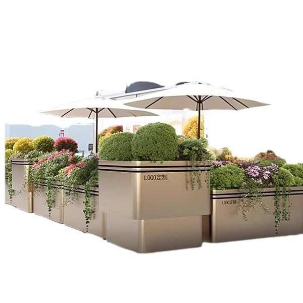 Rectangular Large Outdoor Metal Tree Planter Boxes Garden Hall Metal ...