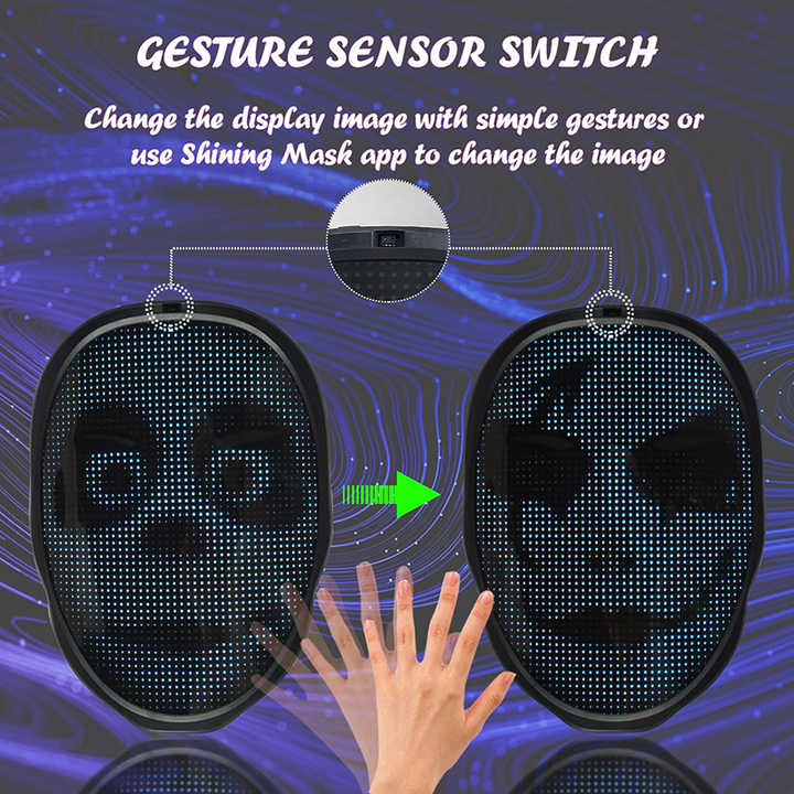 Smart Shining App Rechargeable LED Face Mask for Halloween