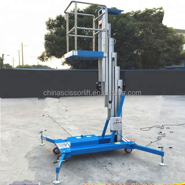 125 KG Capacity Outdoor Single Mast Aluminum Alloy Mobile Electric Lift ...