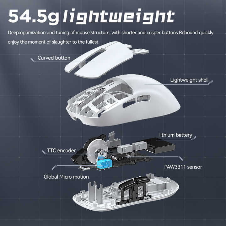 T-WOLF X9 Gaming Mouse - Lightweight, Rechargeable, and Customizable