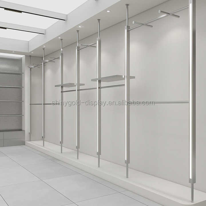 Modern Design Retail Clothing Rack Hanger Wall MountedFixtures Silver ...