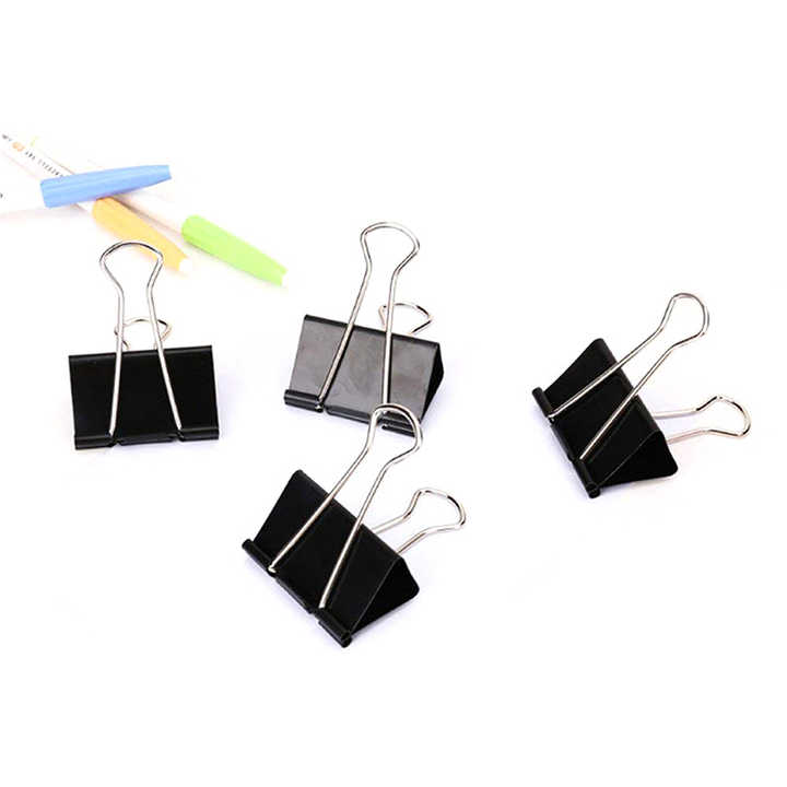 12-Pack 32mm Black Bull Metal Folding Clip 1.25inch Binder Clip Medium ...