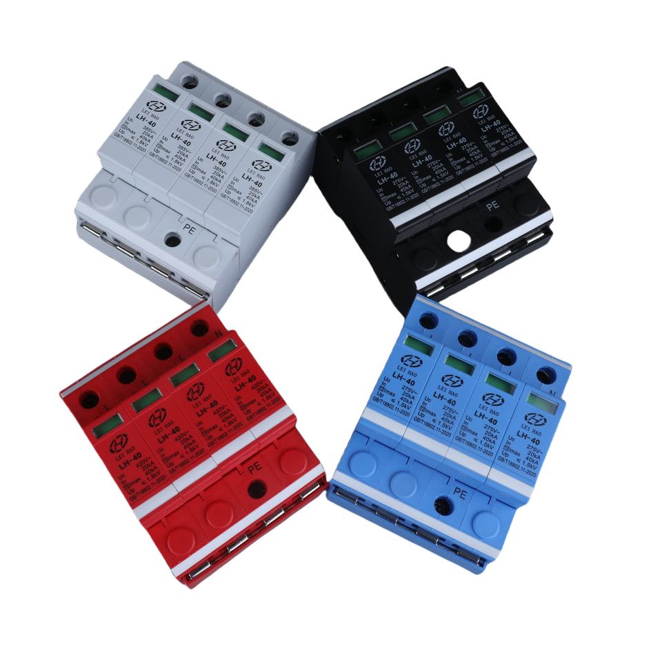 Solar 3P SPD AC Surge Protector with T2 Type 1500V 275V 20KA 40KA Red ...