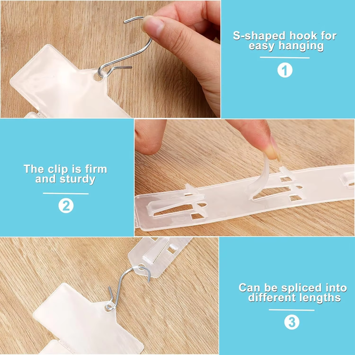 Low MOQ Plastic Foldable Snacks Hanging Display Clip Strips with Label ...