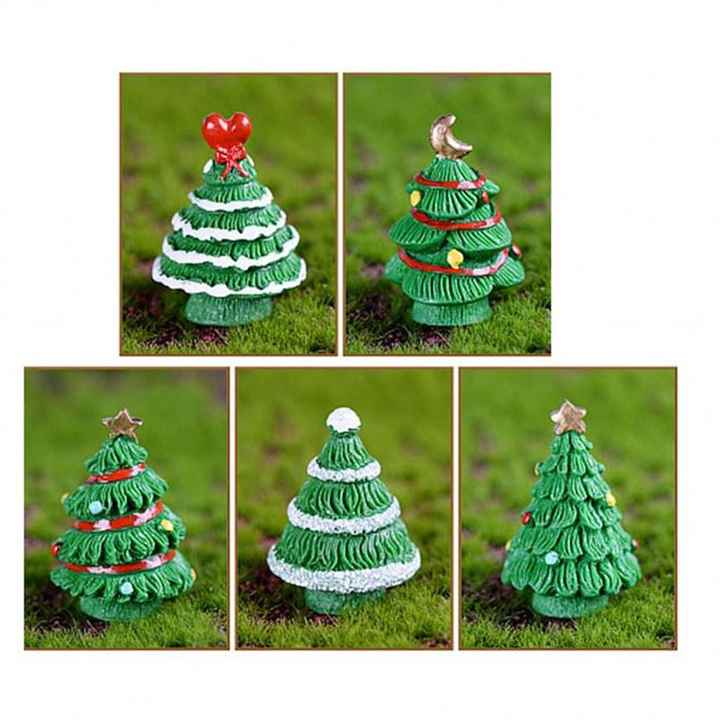 5Pcs Random Style Christmas Tree Miniature Figurine Mini Christmas ...