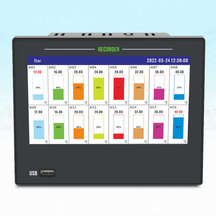 16 32 Channels RS485 Modbus USB Data Recorder Controller