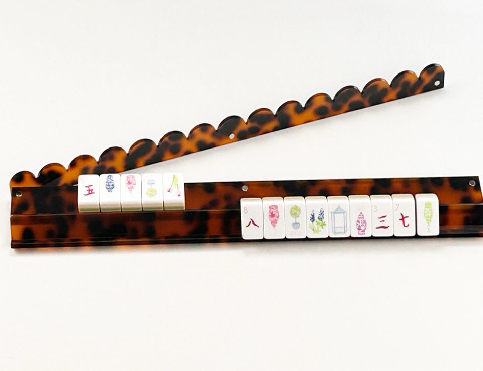 Senjoy Wood Grain American Mahjong Set 160 Tiles Tortoise Shell Racks ...