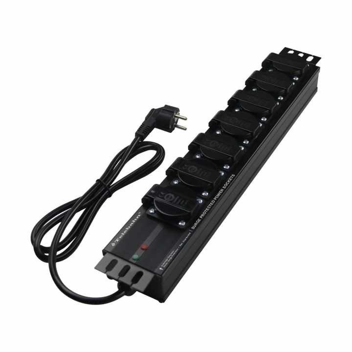 Telebahn PDU Surge Protector EU 16A 250V 7 Outlets Power Strip Surge ...