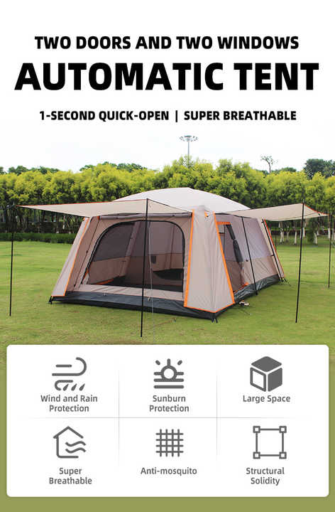 1 Second Quick Open Family Tent - Ideal for Outdoor Camping