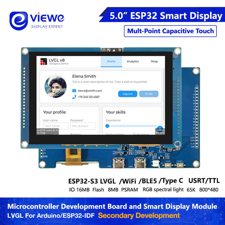 Esp32 S3 Touch Screen 5 Inch 800*480 Tft lcd Display Module Development ...