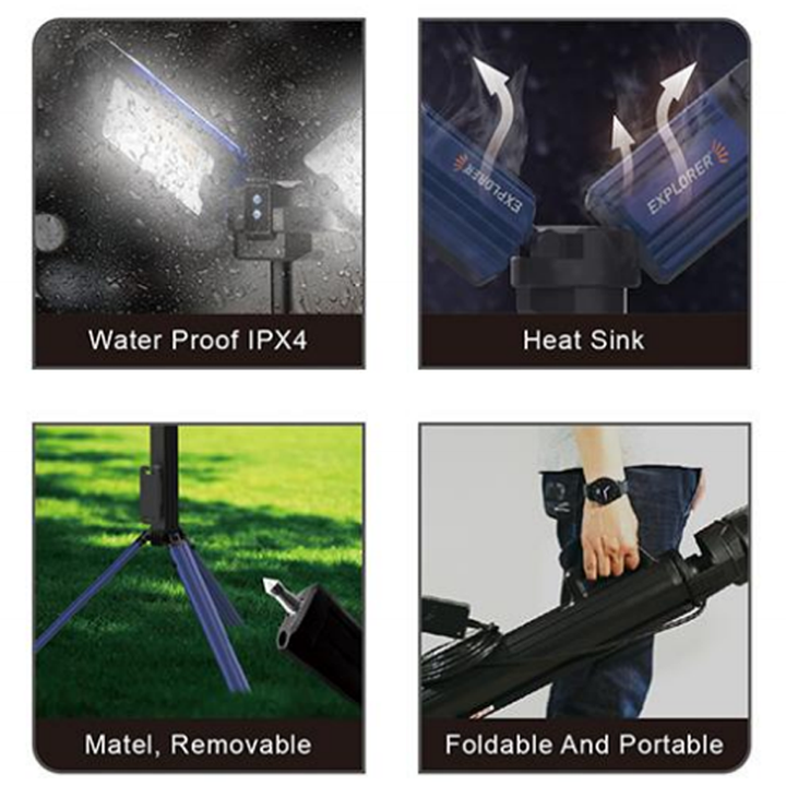 Portable Work Light Foldable Rechargeable LED Tripod Work Lamp ...