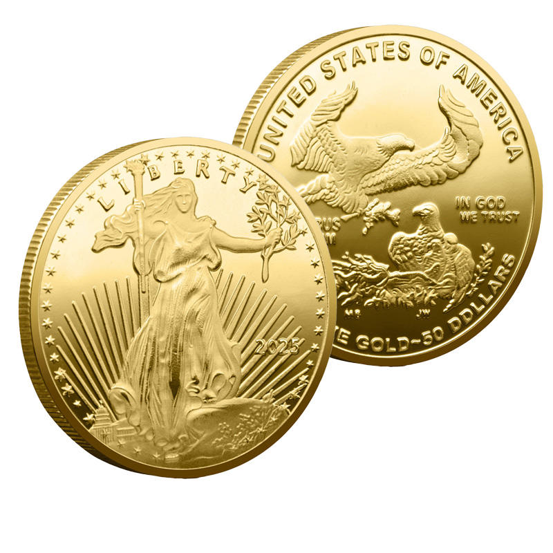 Stock 2025 American Liberty Eagle Plated 3D Metal Craft Coin Gold and ...