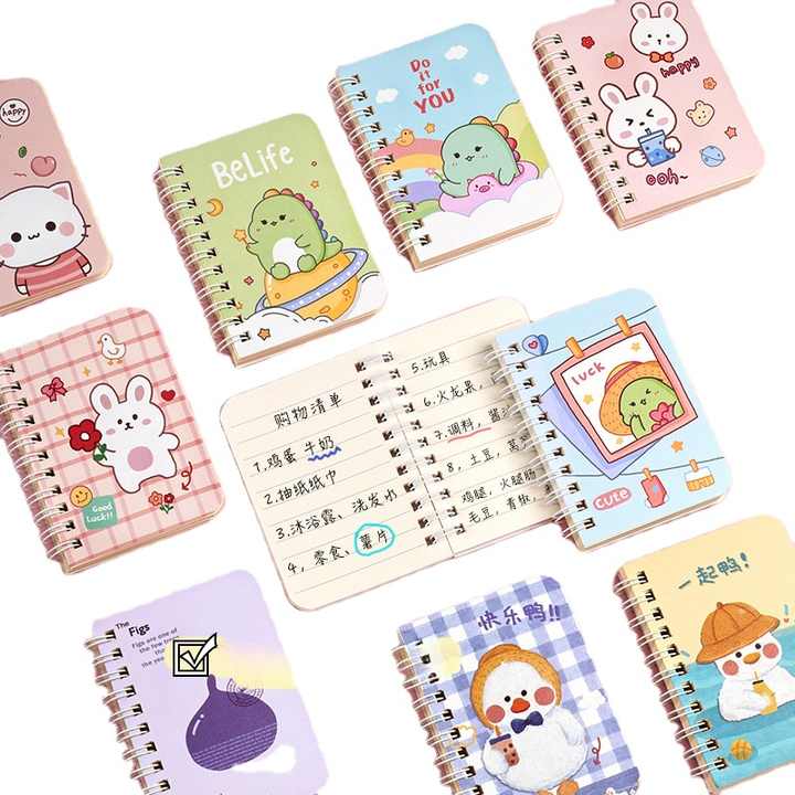 Small coil book cartoon notebook A7 cute mini portable pocket notepad ...