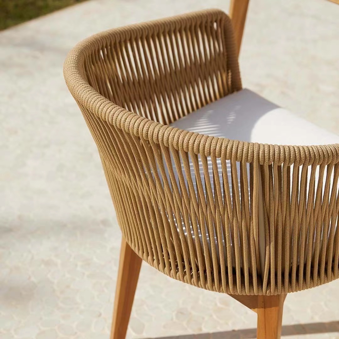 Custom garden set handcrafted new design teak wooden rope outdoor ...