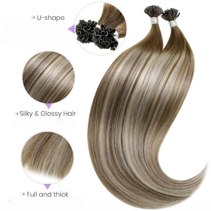 Wholesale Remy Double Drawn Human Hair Extensions Italian Keratin Pre ...