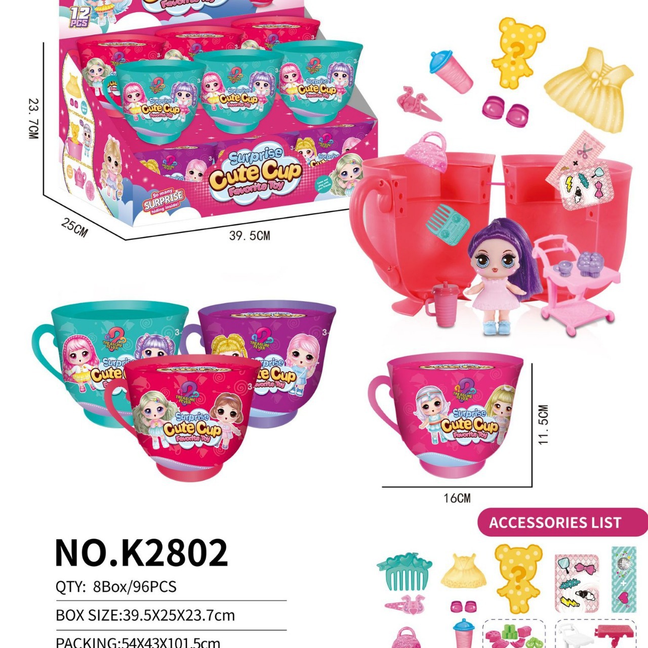12 Piece Blind Box Set Popular Plastic Toys K2802 Mini Cup Style Blind ...