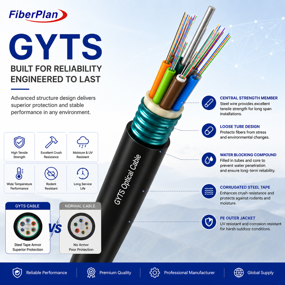 Duct GYTS Fiber Optic Cable Underground Outdoor Waterproof G652D Single ...
