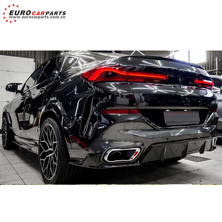 2020 BMW X6 G06 Body Kit - Glossy Black Front Lip & Diffuser