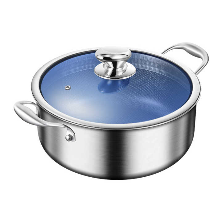 2 Pcs Cooking Pots Non Stick 26cm 3 Layer Stainless Steel Cooker Soup ...