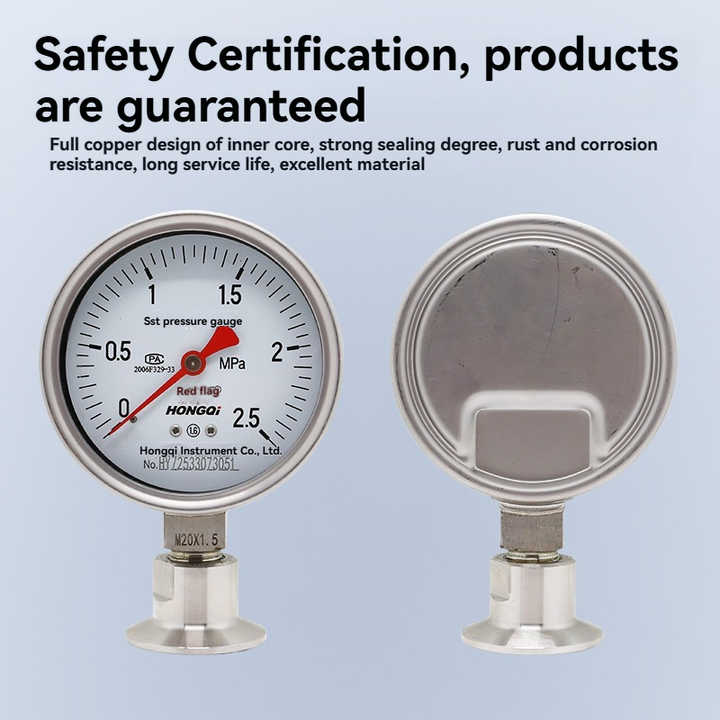Quick Installation Sanitary Diaphragm Pressure Gauge YTP100BF/MC Stainless Steel Clamp with 50.5 ...