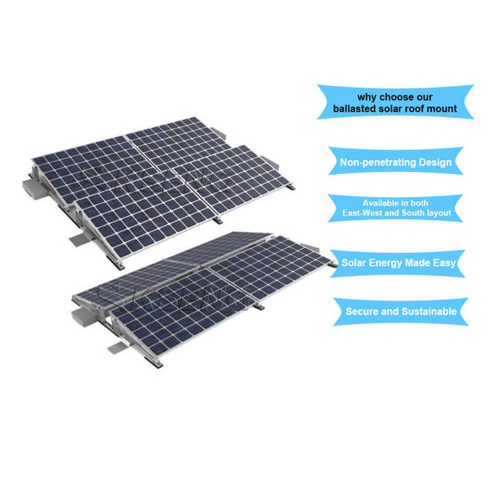 Flat Roof Solar Mounting System with Ballasted Stand Aluminum Solar ...