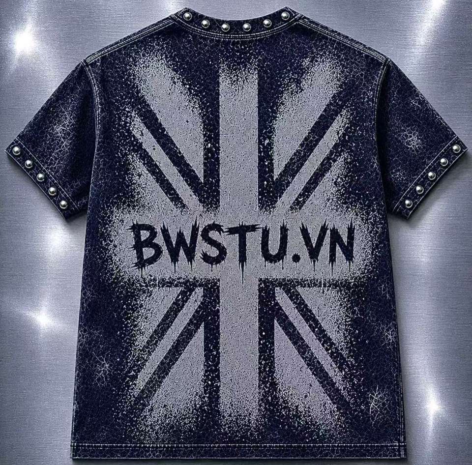Punk Gothic Union Jack Print Studded T-Shirt Acid Washed Distressed ...