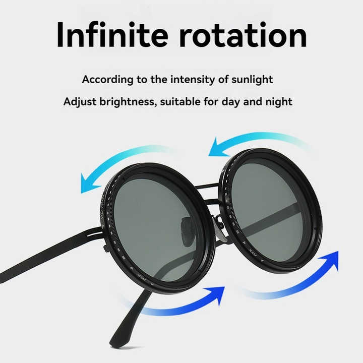 High Quality Round Polarized Brightness Adjustable Sunglasses