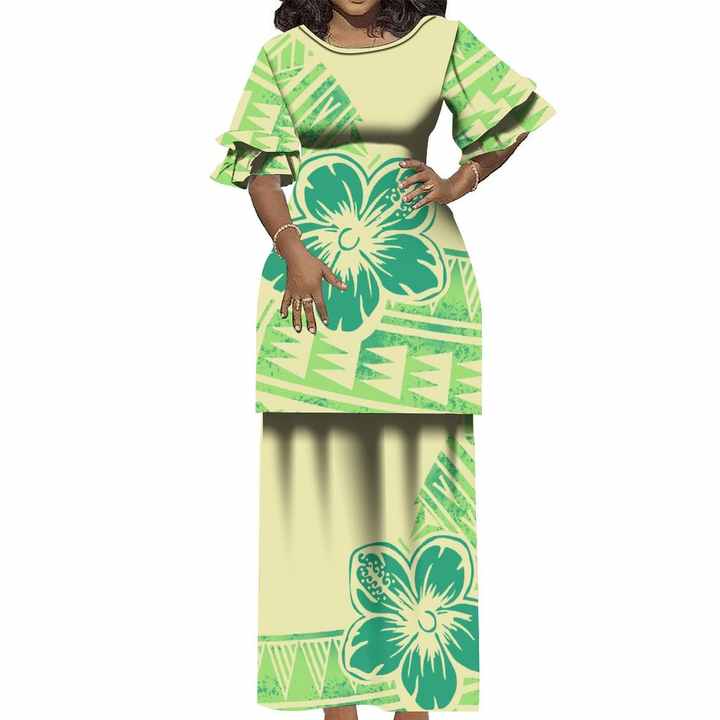 2 Piece Set Modest Samoan Puletasi Dresses Polynesian Clothing Samoa ...
