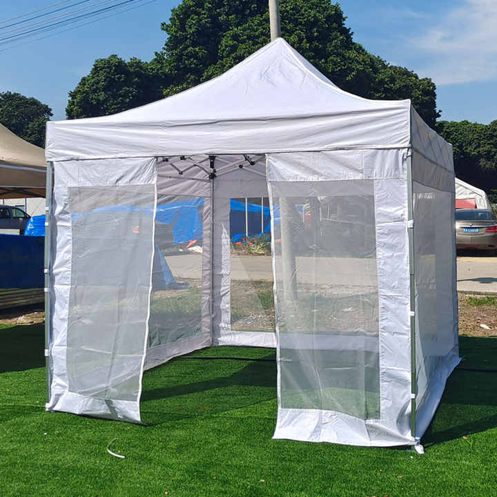 White Canvas Canopy 3x3 Stretch Tent Foldable Trade Show Tent 4 Sides ...