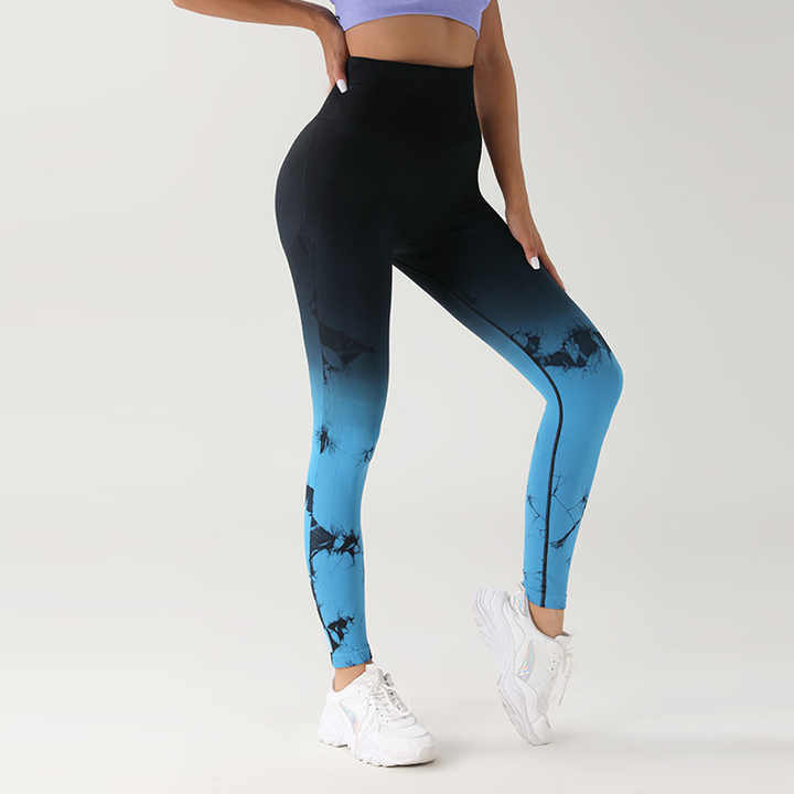 Gradient Tie-Dye Yoga Pants, Seamless Women's Running Workout Pants, High-Waisted Booty-Lifting ...