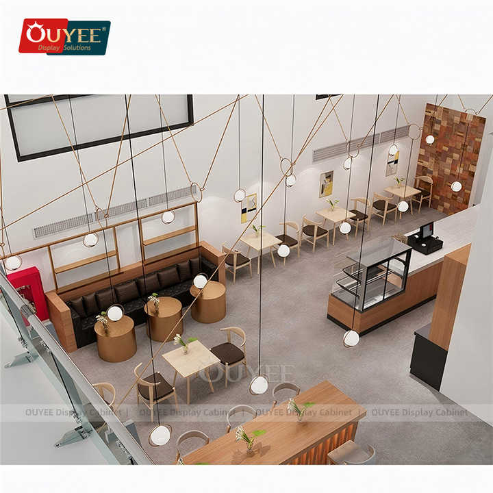 Modern Coffee Shop Interior Design - Glass Display Cabinets