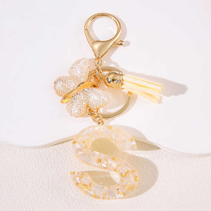 Acrylic Letter Keychains English Alphabet Crystal Women Key Chains Ring ...