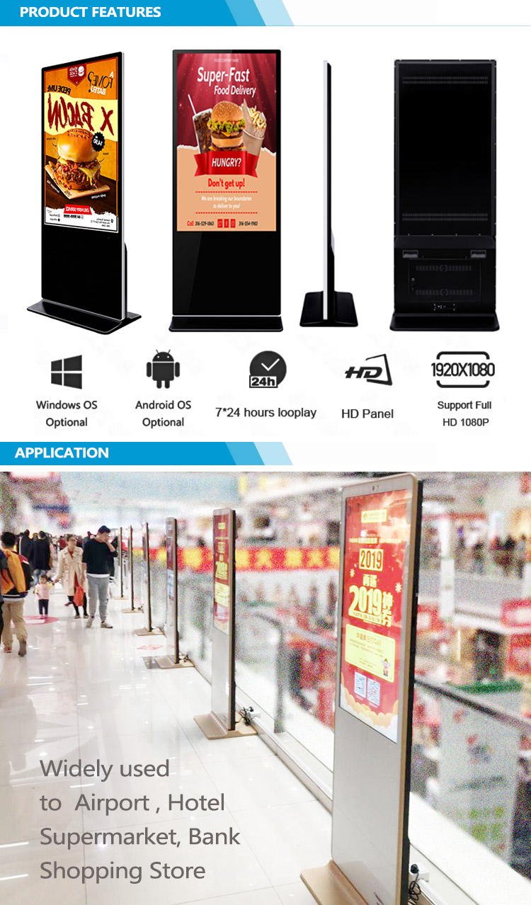 4k Display Standing Exhibition Hall Poster 55 Inch 700cd Advertising Lcd...