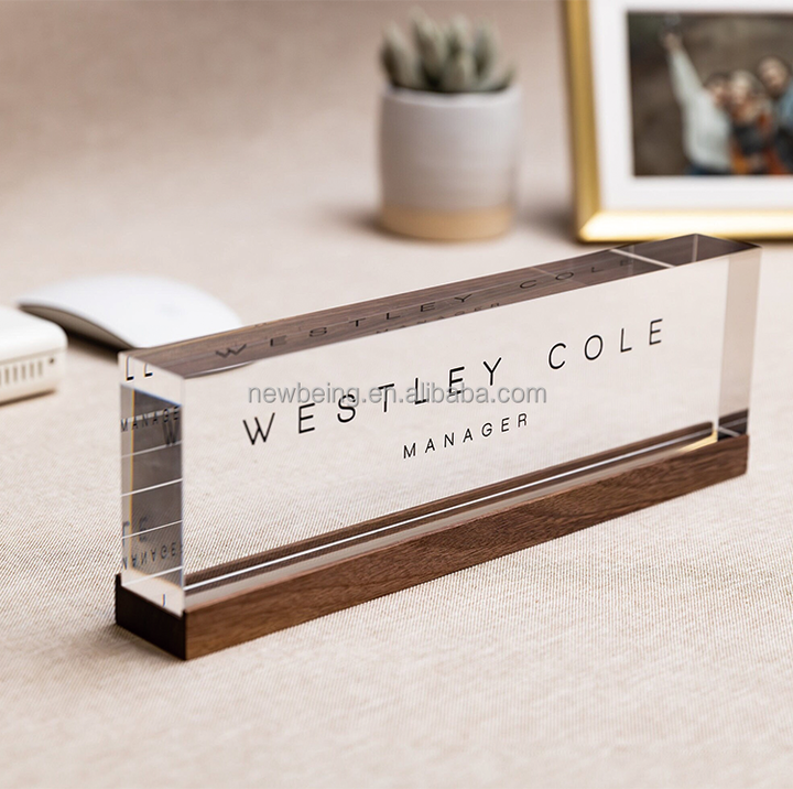 Personalized Acrylic Name Block - Minimal Executive Desk Decor