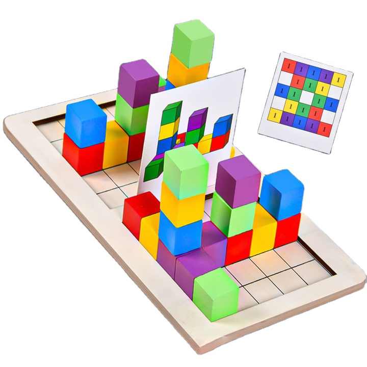 Cube Building Blocks Toys Wooden Creative Blocks Toy Interactive Puzzle ...