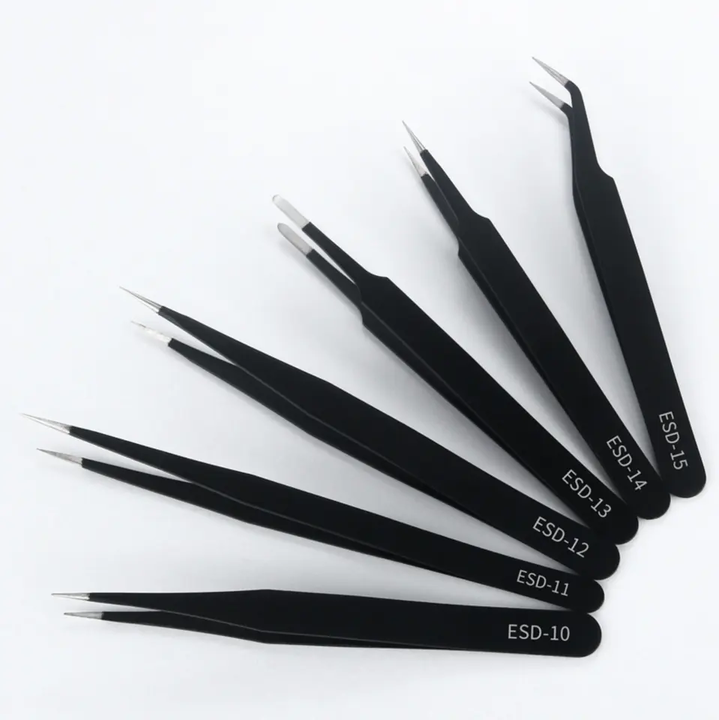 Antistatic Curved Straight Tip Forceps Precision Soldering Set ...