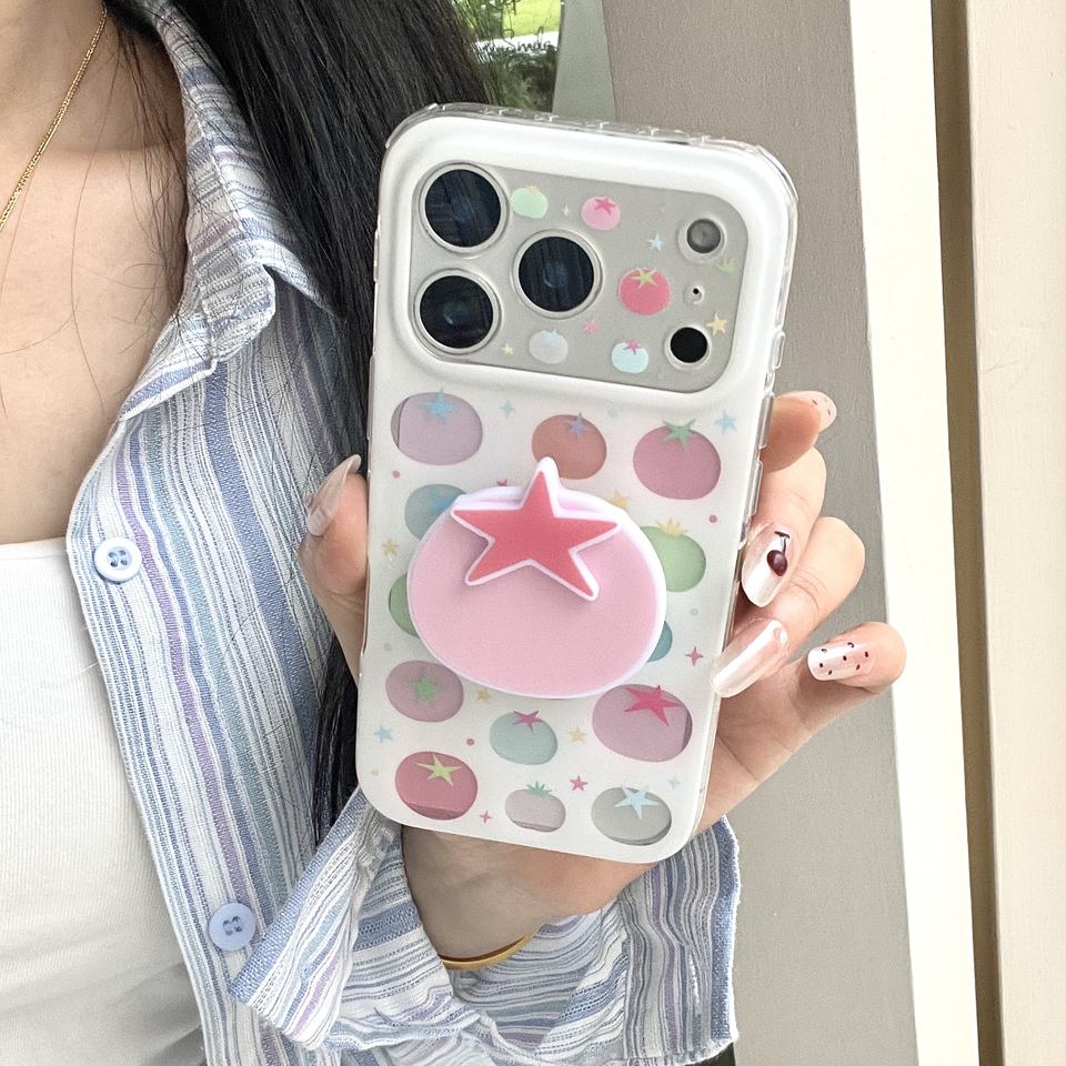 Cute Cartoon Tomato Phone Case with Stand Fashion Cover for iPhone 17 ...