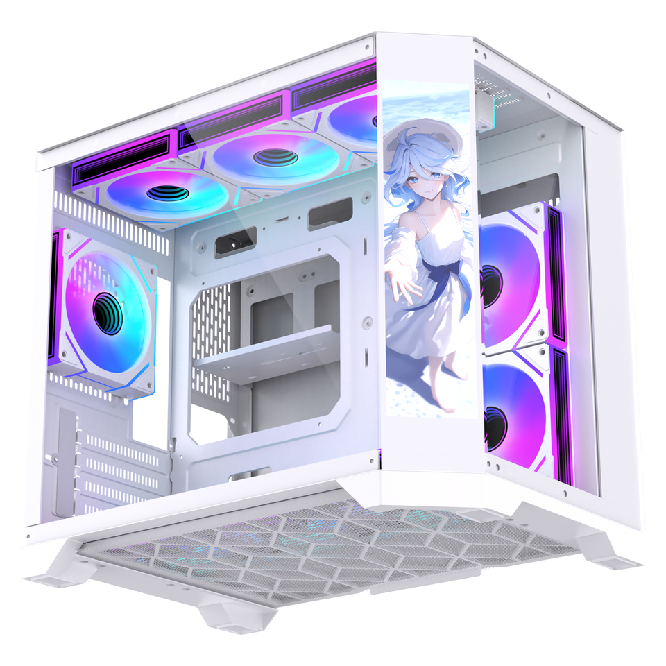 Lovingcool Mid Tower Gaming Case - Tempered Glass & LCD